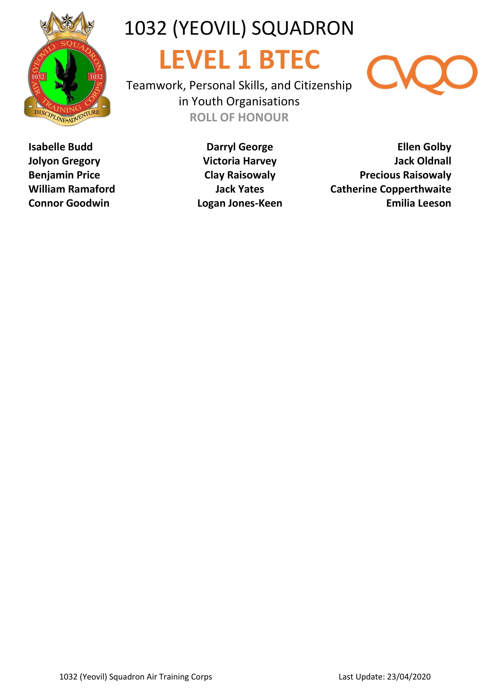 1032 (Yeovil) Squadron RAF Air Cadets